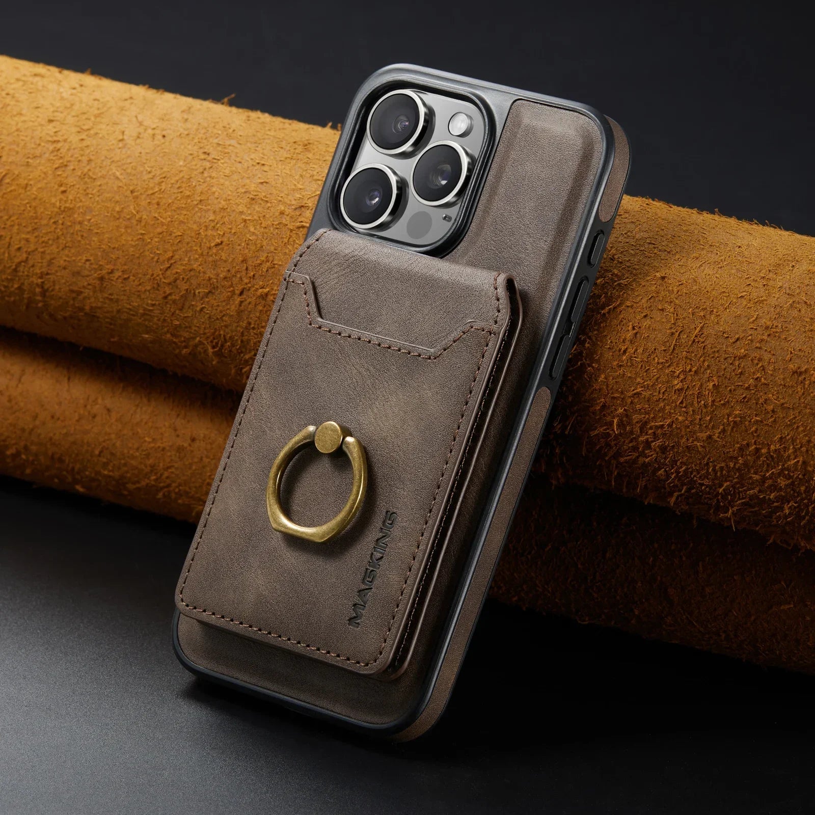2 in 1 Detachable Leather Cards Solt Ring Holder Wallet Case For iPhon ...